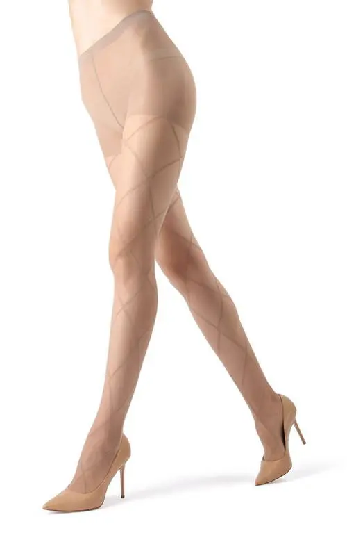 MEMOI Diamond Sheer Tights - Nude/nude