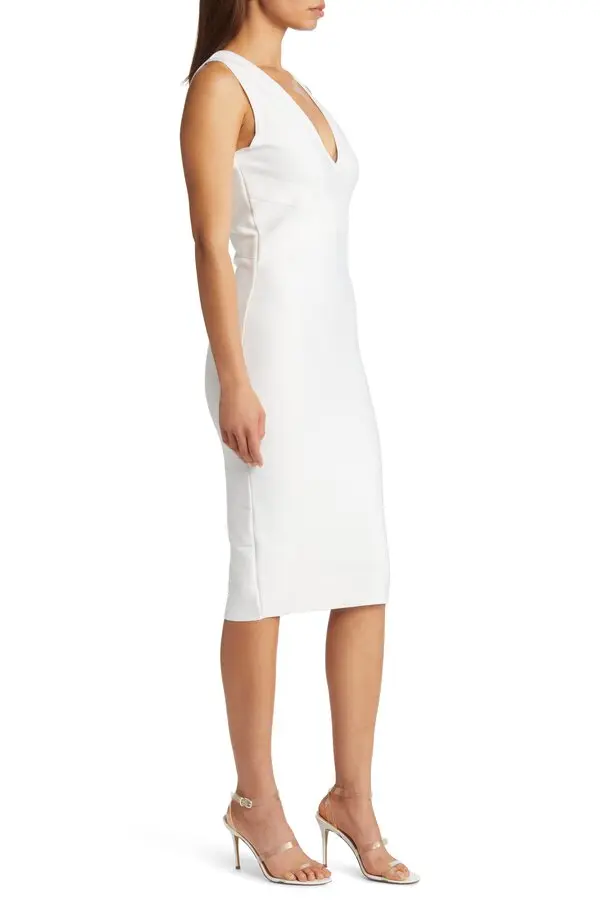 Bebe V-Neck Bandage Midi Dress - Ivy | Editorialist