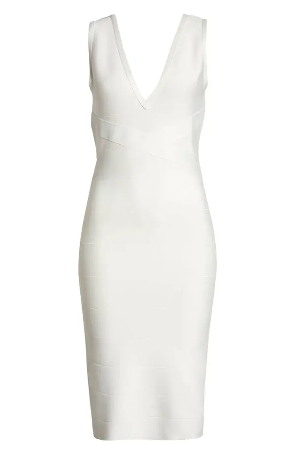 strapless open back dress Apricot Orange V Neck Leo Bandage Midi Dress