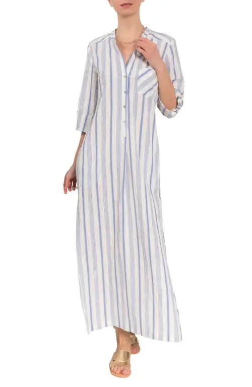 EVERYDAY RITUAL Tracey Stripe Cotton Nightgown - Blueberry Stripe