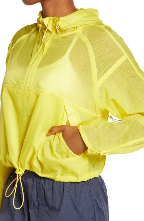 Outdoor Voices Hooded Half Zip Windbreaker - Limoncello