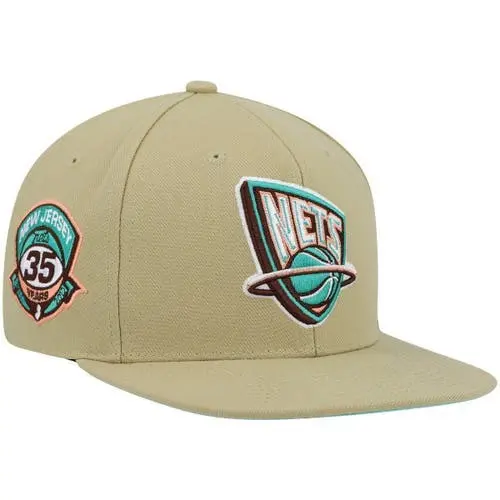 Mitchell & Ness New Jersey Nets 35th Anniversary Fitted Hat - Khaki