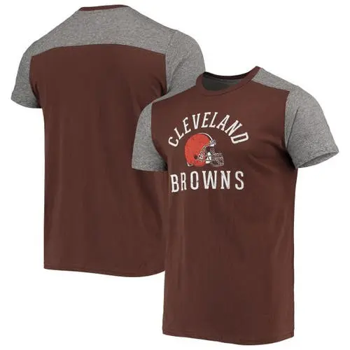 MAJESTIC THREADS Gray Cleveland S Field Goal Slub T-shirt - Brown