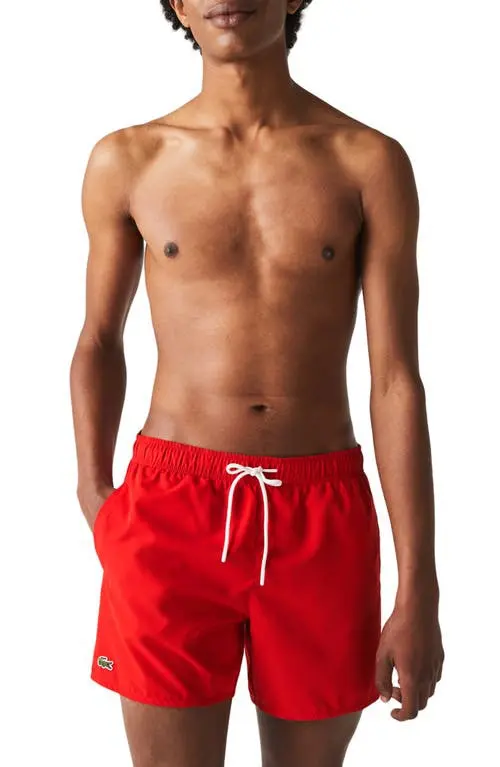 Lacoste Recycled Polyester Swim Trunks - 528 Red/navy Blue