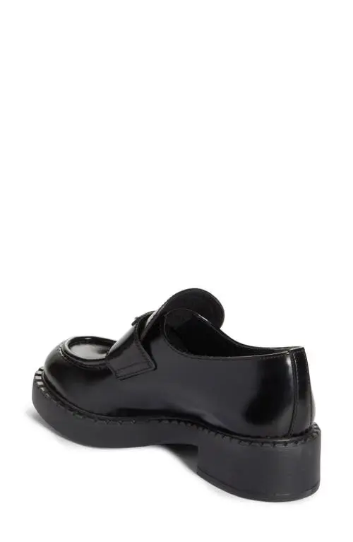 Prada Triangle Logo Patent Leather Loafer - Nero