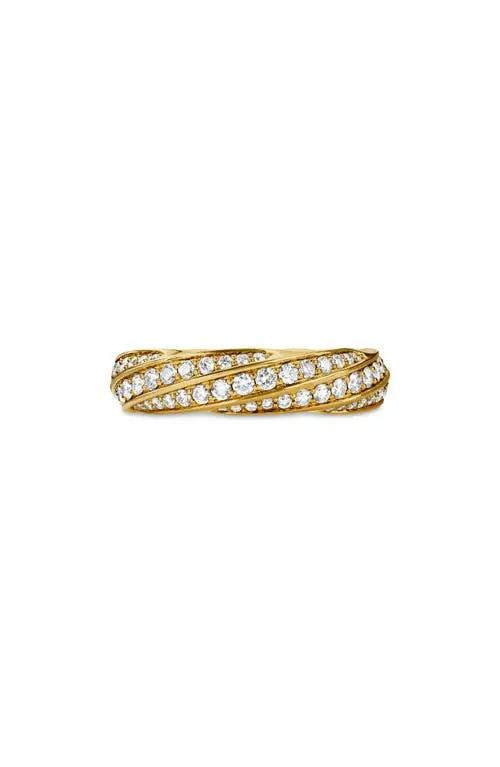 David Yurman Cable Edge™ Band Ring In Recycled 18k Yellow Gold With Pavé Diamonds - 18k Gold Recycled