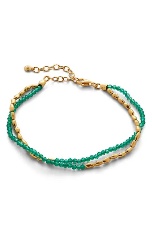 Monica Vinader Mini Nugget Beaded Layered Bracelet - 18ct Gold Vermeil/green Onyx