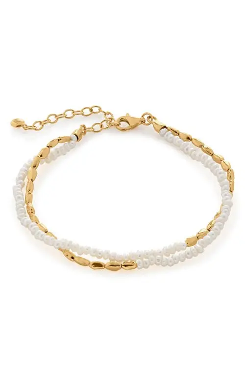 Monica Vinader Mini Nugget Beaded Layered Bracelet - 18ct Gold Vermeil/ss