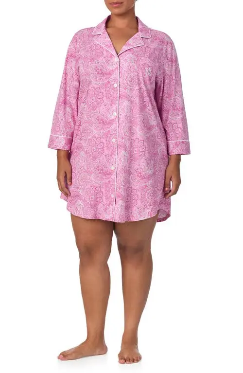 Ralph Lauren Knit Jersey Sleep Shirt - Pink Paisley