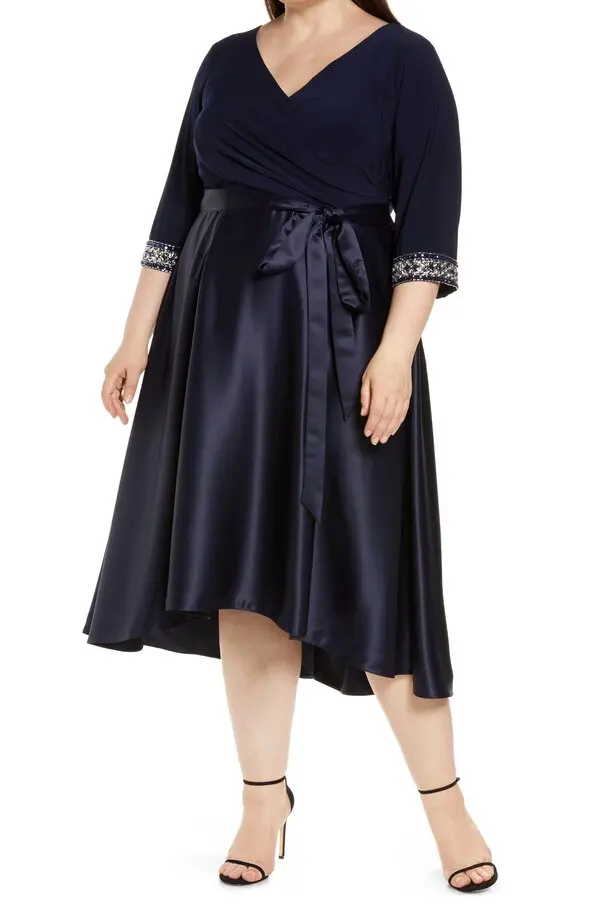 tea length alex evenings dresses Alex Evenings Petite Bella Sequin Lace Dress Deep Plum / 8P