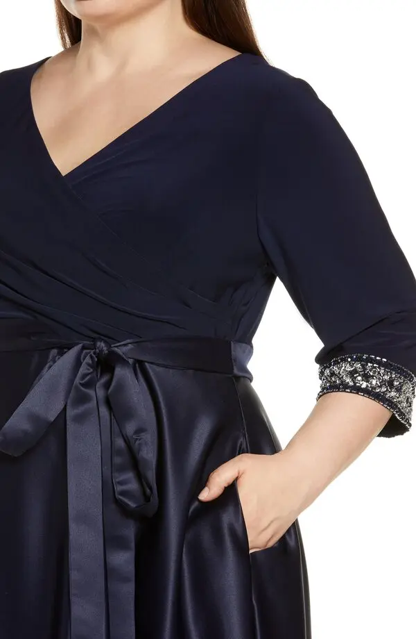 alex evenings tea length dress Alex Evenings 8439054 Tea Length Plus Size Short Cocktail Ruffle A Line  Dress