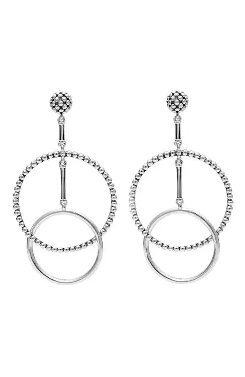 Lagos Caviar High Low Hoop Earrings - Silver