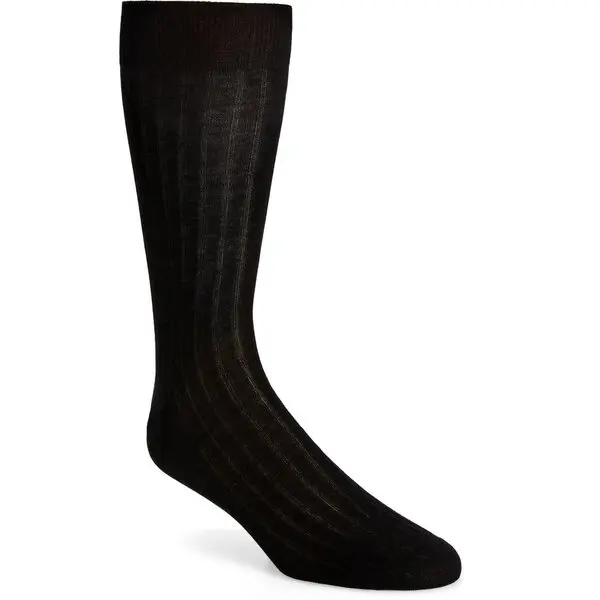 Canali Cotton Rib Dress Socks - Black