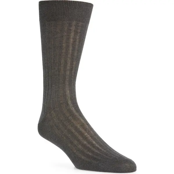 Canali Cotton Rib Dress Socks - Dark Grey