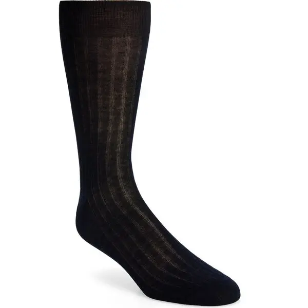 Canali Cotton Rib Dress Socks - Navy