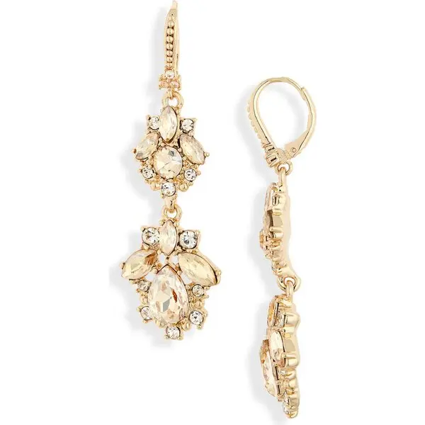 Marchesa Crystal Cluster Drop Earrings - Gold/ Goldtonal
