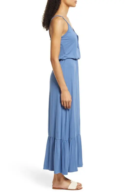 Loveappella Tie-front Maxi Sundress - Denim