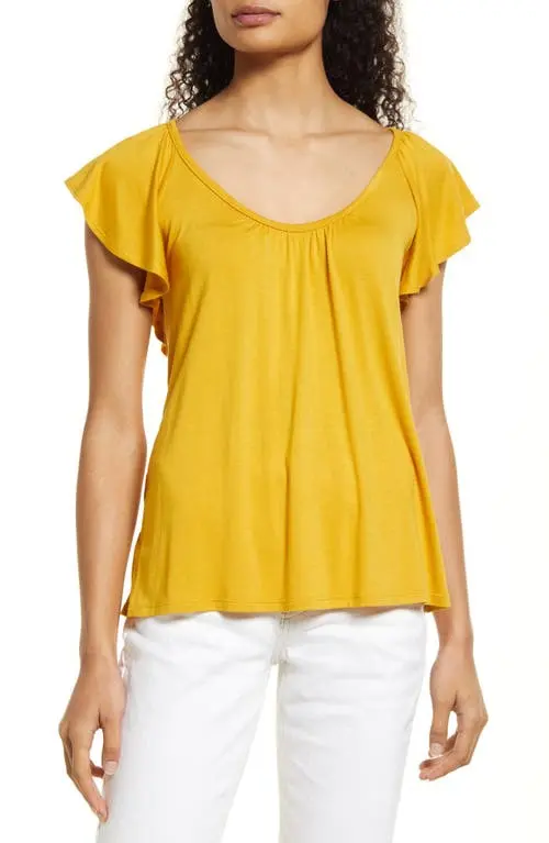 Loveappella Flutter Sleeve Top - Sunflower