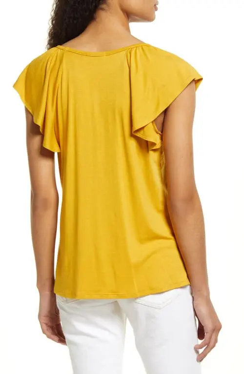 Loveappella Flutter Sleeve Top - Sunflower
