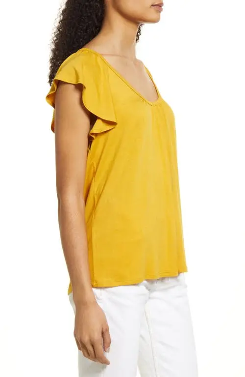 Loveappella Flutter Sleeve Top - Sunflower