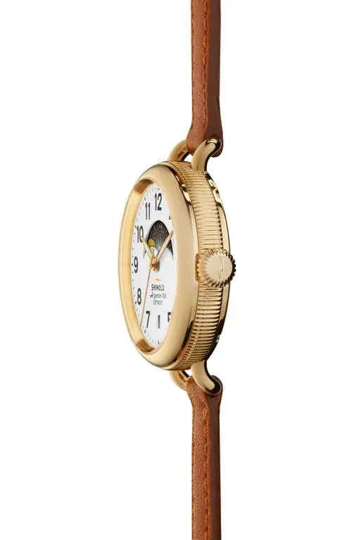 Shinola The Birdy Moon Phase Watch - Brown/white/gold