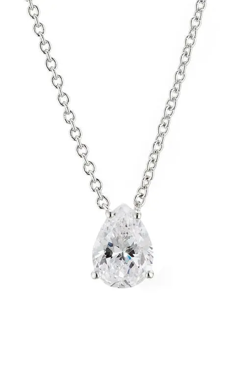 Nadri Modern Love Pear Pendant Necklace - Rhodium