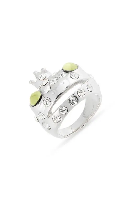 Collina Strada Frog Prince Recycled Pewter Ring - Silver Lime Freckles