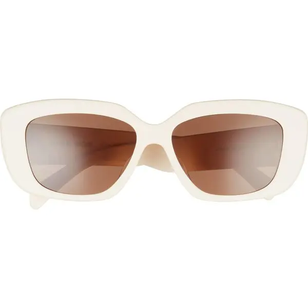 Celine Triomphe 55mm Rectangular Sunglasses - Ivory/brown