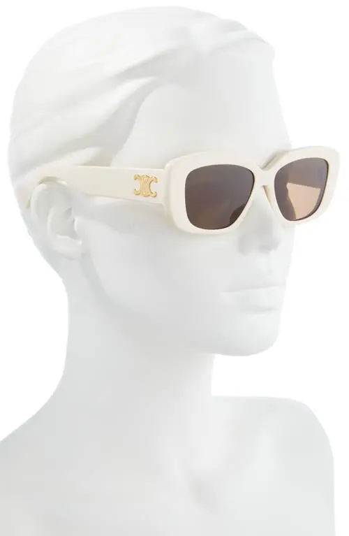 Celine Triomphe 55mm Rectangular Sunglasses - Ivory/brown