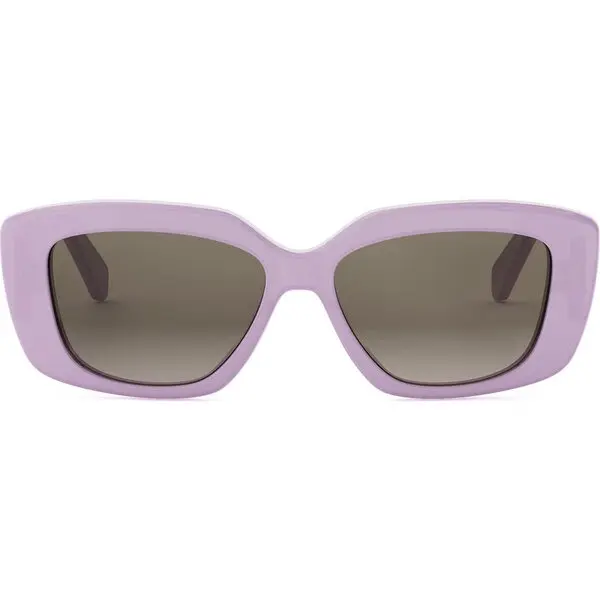 Celine Triomphe 55mm Rectangular Sunglasses - Shiny Lilac / Gradient Brown