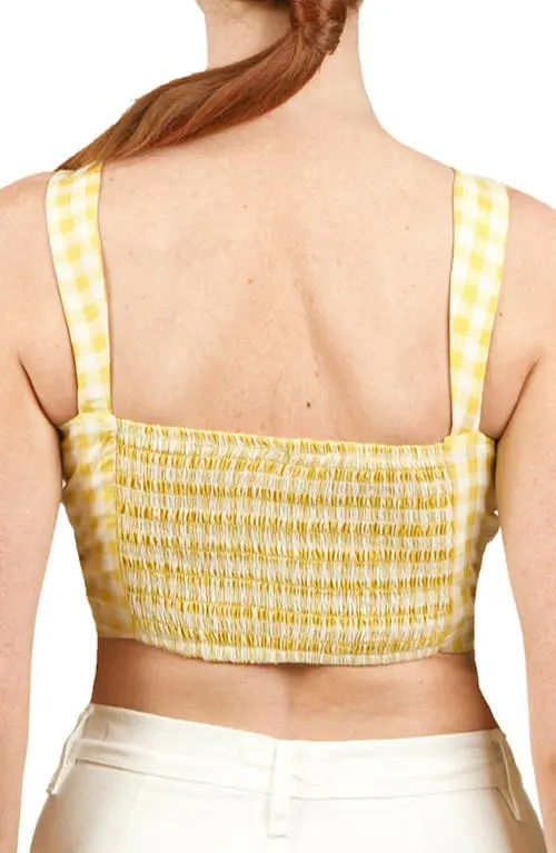 NIKKI LUND Gingham Tie-front Crop Tank