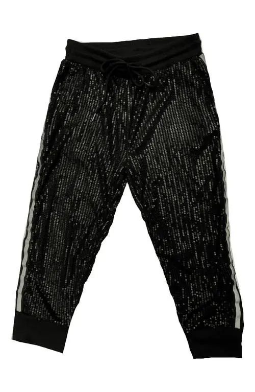 NIKKI LUND Sequin Side Stripe Capri Pants - Black