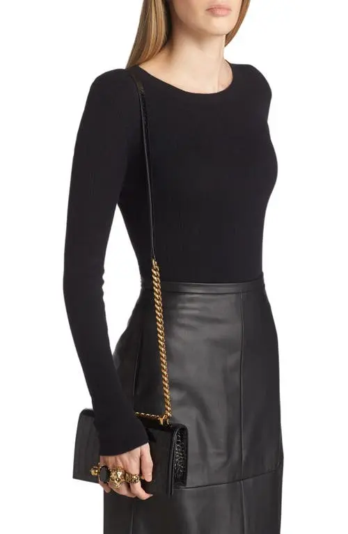 Alexander McQueen Mini Jeweled Croc Embossed Leather Satchel