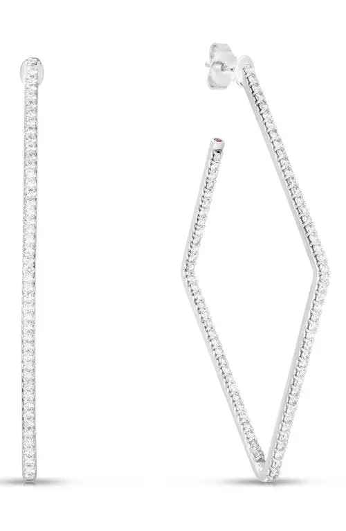 Roberto Coin Diamond Square Hoop Earrings - White Gold
