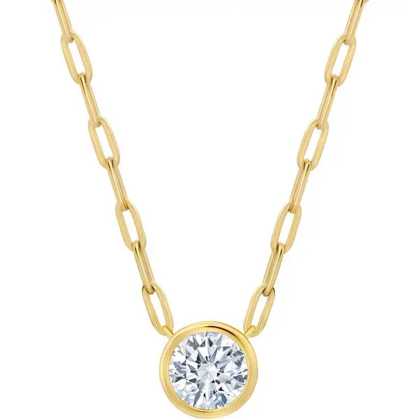 CRISLU Bezel Set Cubic Zirconia Pendant Necklace - Gold