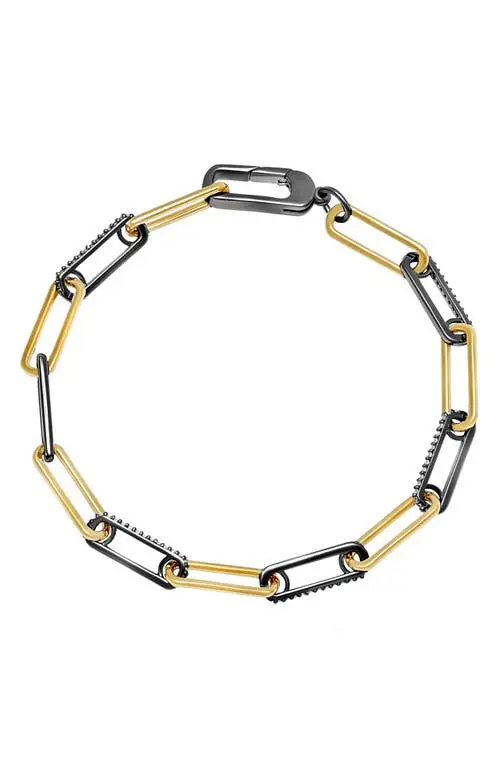 CRISLU Two-tone Paperclip Chain Bracelet - Gold & Black Rhodium