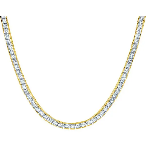 CRISLU Princess Cubic Zirconia Tennis Necklace - Gold