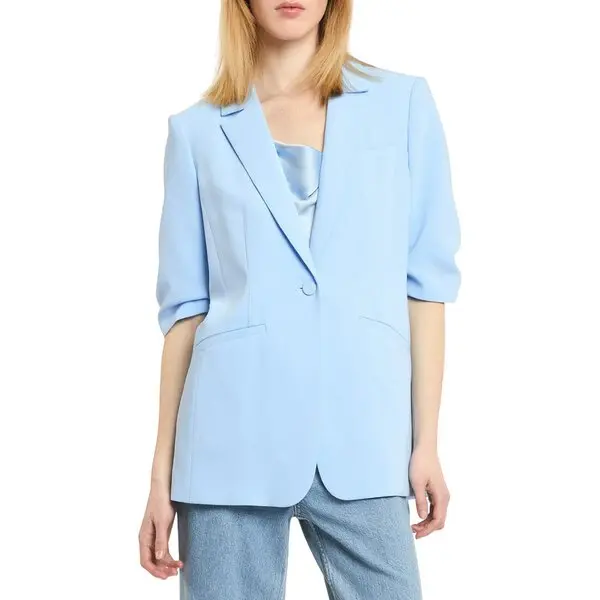 Cinq À Sept Khloe Short-sleeve Blazer - Blue Wisteria