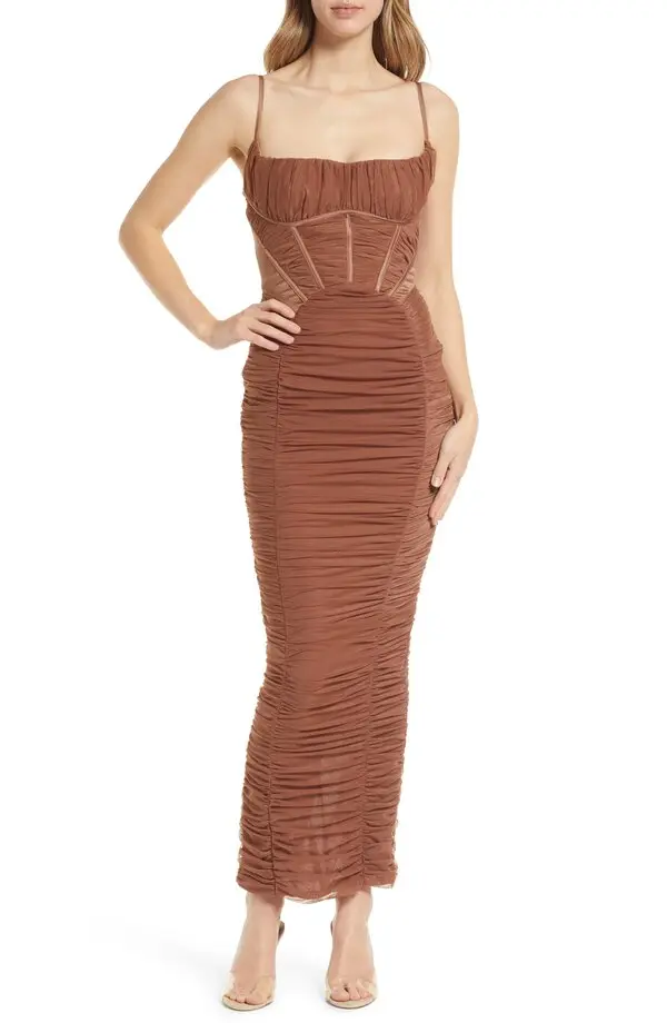 lilian mocha corset maxi dress Rent Lilian Mocha Coset Maxi dress - House of CB