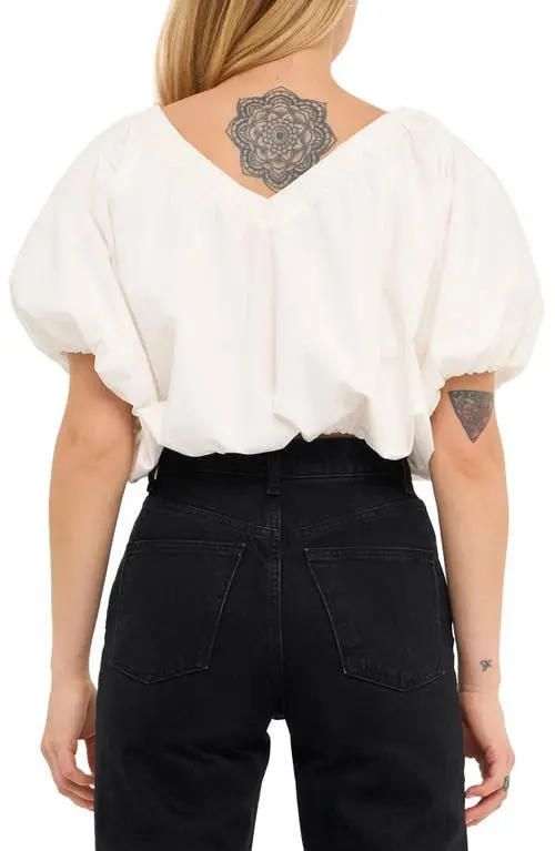 Endless Rose Puff Crop Blouse - White