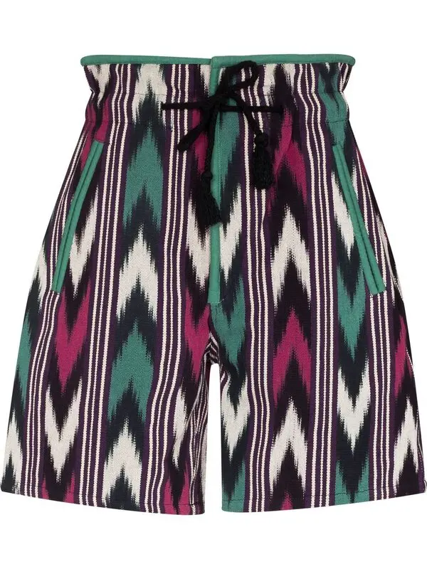 MARANT ETOILE Zigzag-print High-waisted Shorts - Neutrals