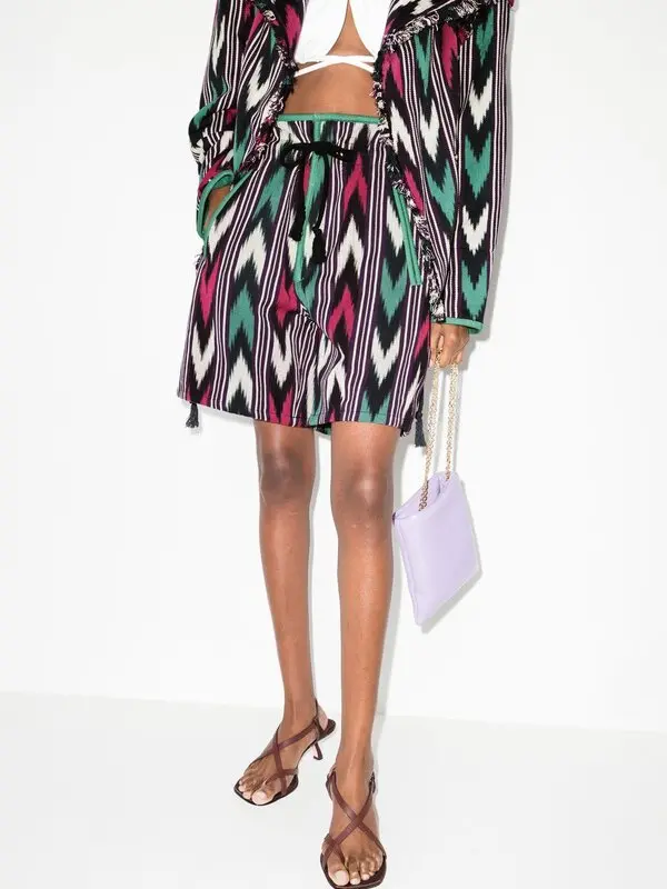 MARANT ETOILE Zigzag-print High-waisted Shorts - Neutrals