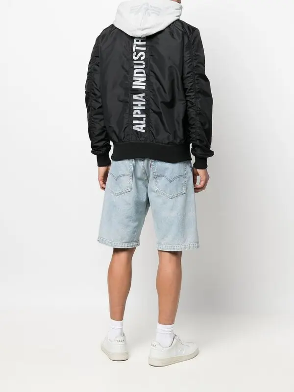 Alpha Industries Logo Print Bomber Jacket - Black