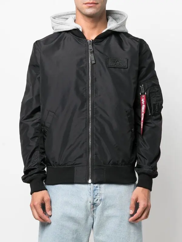 Alpha Industries Logo Print Bomber Jacket - Black