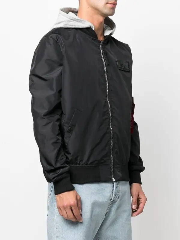 Alpha Industries Logo Print Bomber Jacket - Black
