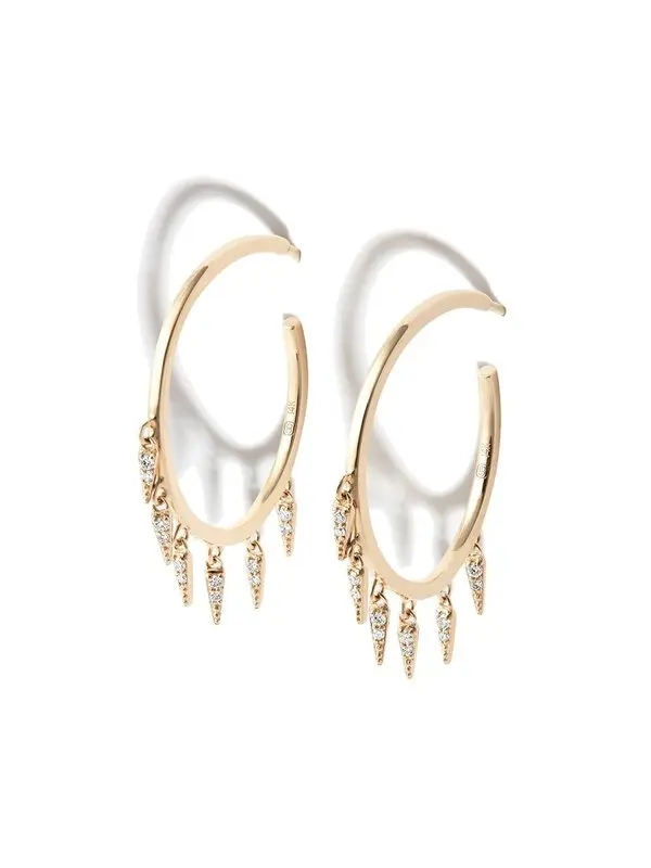 SYDNEY EVAN 14kt Yellow Diamond Fringe Hoop Earrings - Gold