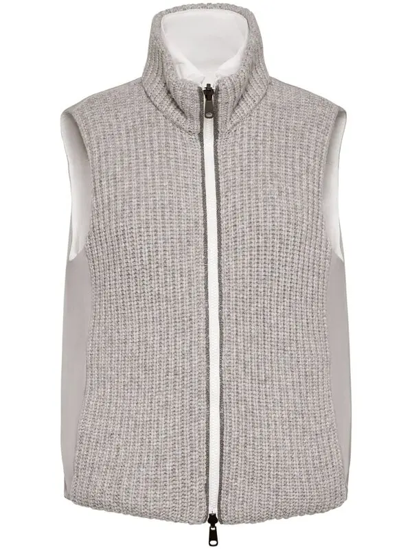 Brunello Cucinelli Ribbed-knit Padded Gilet - Grey