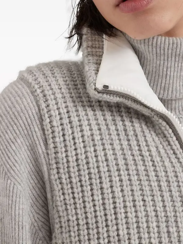 Brunello Cucinelli Ribbed-knit Padded Gilet - Grey