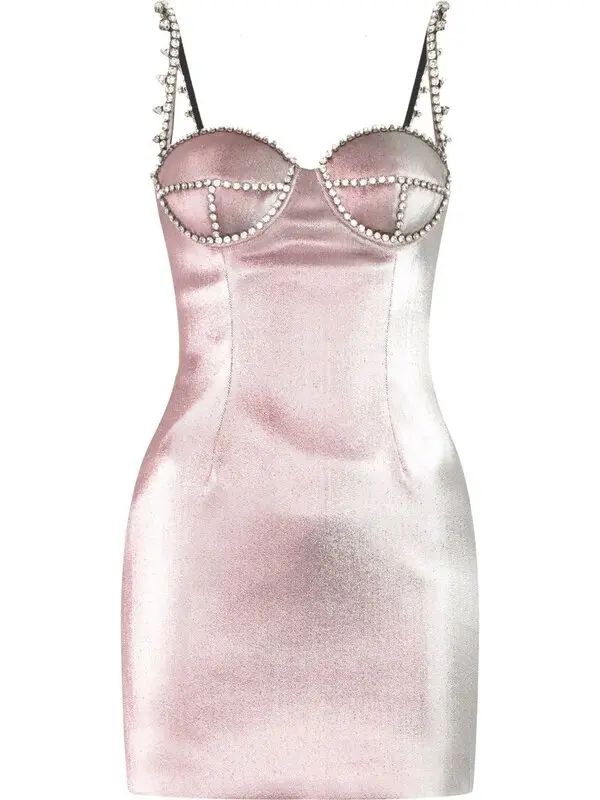 AREA Crystal-embellished Balconette Dress