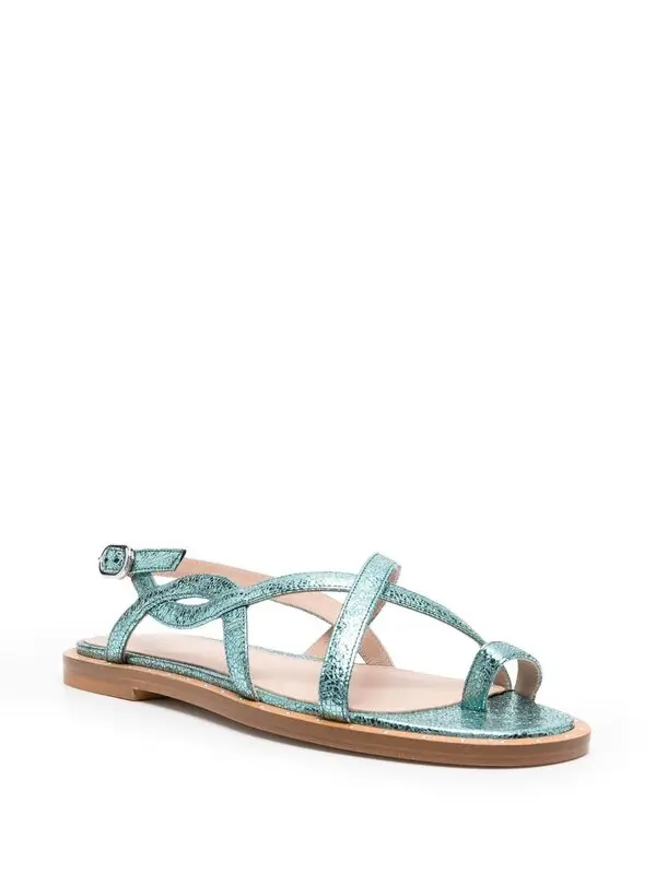 SCAROSSO Carol Metallic Leather Sandals